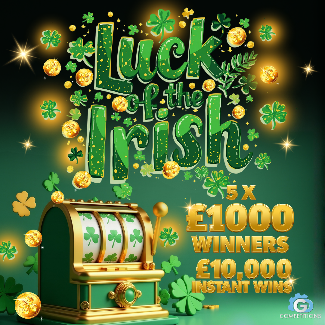 £15K Luck of the Irish Slots – 5 x £1K Winners – Geardown Competitions