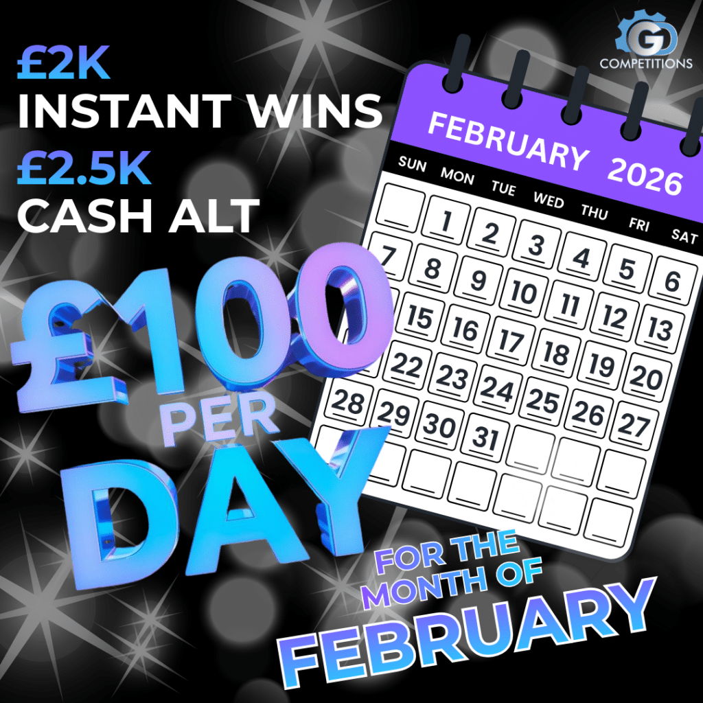 £100 PER DAY FOR FEBRUARY OR £2.5K CASH – Geardown Competitions